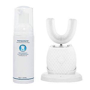 Ultrasonic Toothbrush Automatic Toothbrush Teeth Whitening Toothbrush Manual Toothbrush for Adults 360°Electric Toothbrush Upgraded Rechargeable Washable Travel Home Dual-use (White)