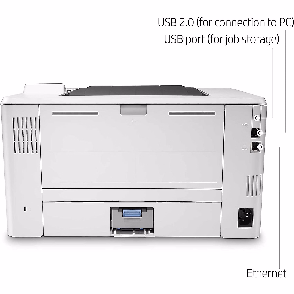 HP Laserjet Pro M404n Single-Function Wired Monochrome Laser Printer, White - Print only - 40 ppm, 4800 x 600 dpi, 256MB Memory, 8.5 x 14, Ethernet, Cbmou Printer_Cable
