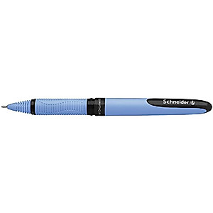 Schneider One Hybrid N Rollerball Pen, 0.3 mm Hybrid Needle Tip, Light Blue Barrel, Black Ink, Box of 10 Pens (183401)