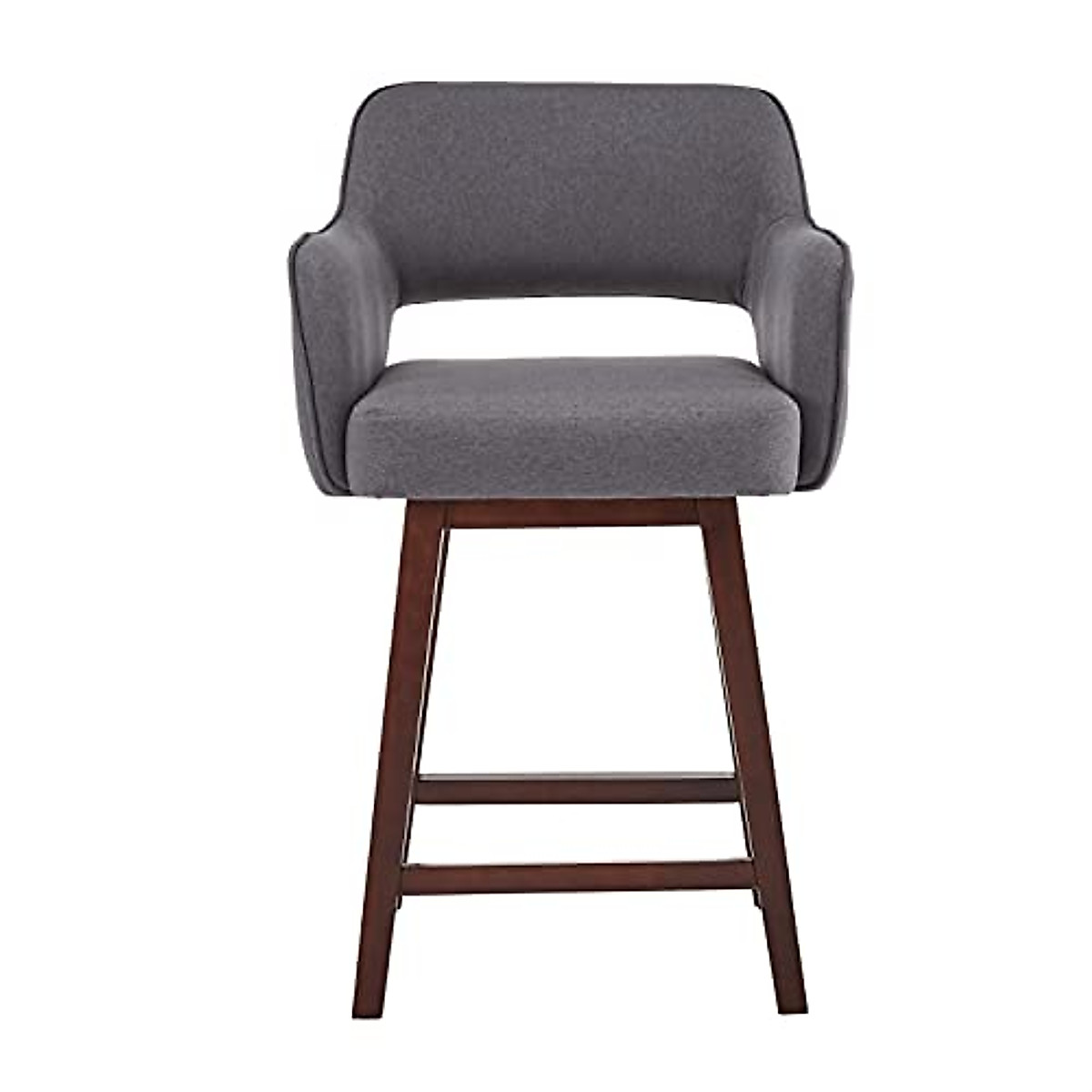 CangLong Mid-Century Modern Open Back Upholstered Chair Kitchen Counter Height Stool, Set of 1, Dark Grey