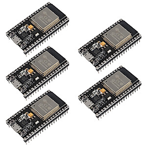 AITRIP 5PCS 38pin ESP-WROOM-32 ESP32 ESP-32S Development Board 2.4GHz Dual-Mode WiFi + Bluetooth Dual Cores Microcontroller Processor Integrated with Antenna RF AMP Filter AP STA for Arduino IDE