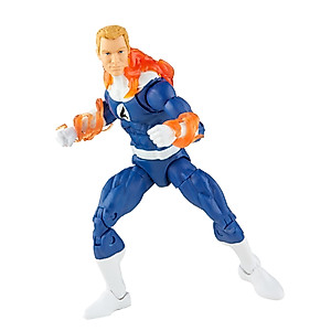Marvel Hasbro Legends Series Fantastic Four Retro Human Torch 6-inch Action Figure Toy, Includes 5 Accessories