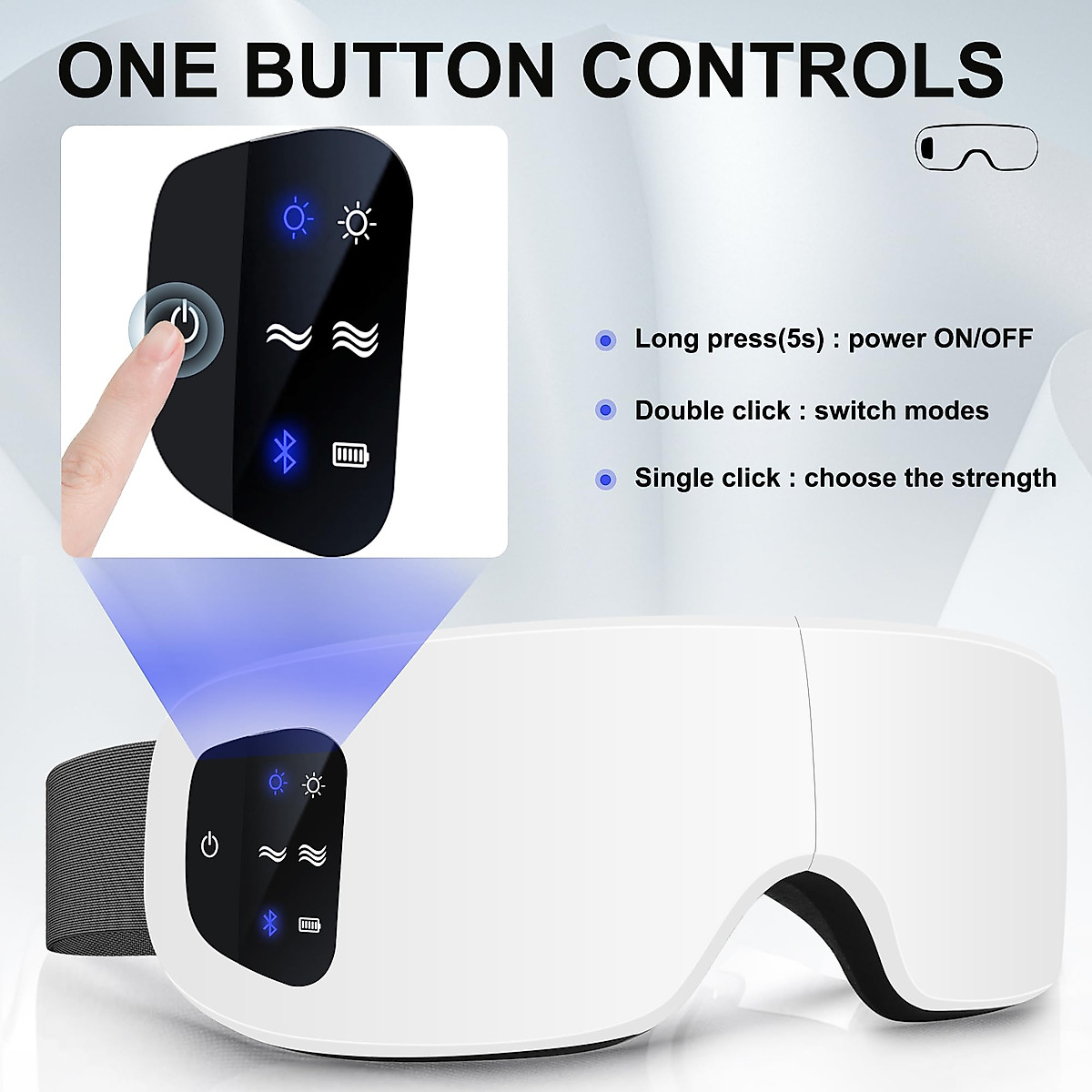 ESLYYDS Eye Massager with Heat,Smart Eye Massager for Migraines,6 Modes with Bluetooth Music,Heat Compression Eye Massage,Heated Eye Massager Foldable for Migraines Headaches Dark Circles Puffiness,