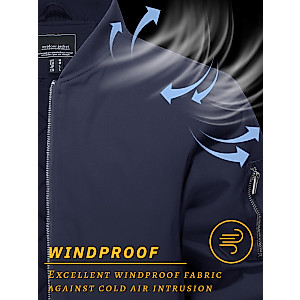 TACVASEN Mens Bomber Jackets Winter Softshell Jacket Water-Resistant Winter Coats for Men Casual Windbreaker Jackets Navy Blue