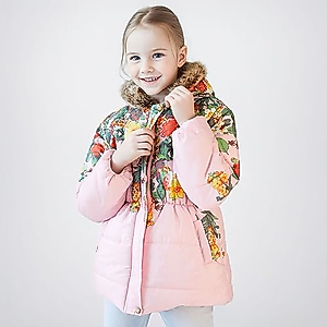 Girls Little Long Quilted Padded Light Puffer Coat Cotton Dress Warm Lined Coat Outer Clothing Bear Hoods Outerwear