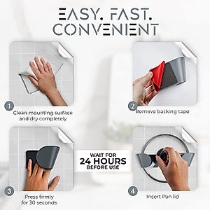 Noorla Pot Lid Organizer for Cabinet Door - Set of 4 Pairs Adjustable in-Cupboard Pot and Pan Lid Holders for Lids, Easy to Install Wall Mount Pot Lid Organizer for Kitchen