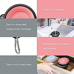 Collapsible Dog Bowls for Travel, 2-Pack Dog Portable Water Bowl for Dogs Cats Pet Foldable Feeding Watering Dish for Traveling Camping Walking with 2 Carabiners, BPA Free