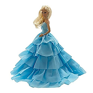 Peregrine Blue Lace Layered Ruffle Gown Dress, Bride Blue Gown for 11.5 inches Dolls
