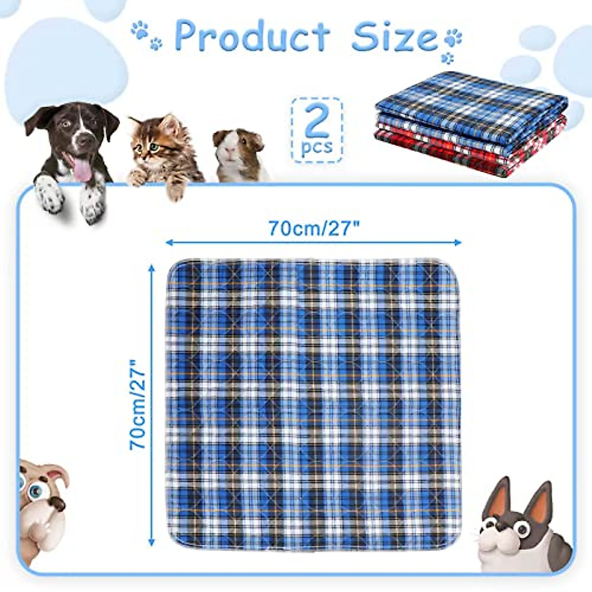QUEARN Washable Pee Pads for Small Animal,Waterproof Reusable Puppy Potty Training Pads, Anti Slip Whelping Pads Super Absorbent Cage Liners for Ferrets, Hamsters, Rabbits & All Small Animals (SM)
