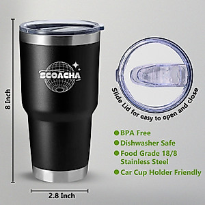 SCOACHA 30 oz Stainless Steel Double Wall Vacuum Insulated Travel Tumbler – Durable and Spill-Proof Lid – Perfect for On-the-Go, Work, and Outdoors. (Black)