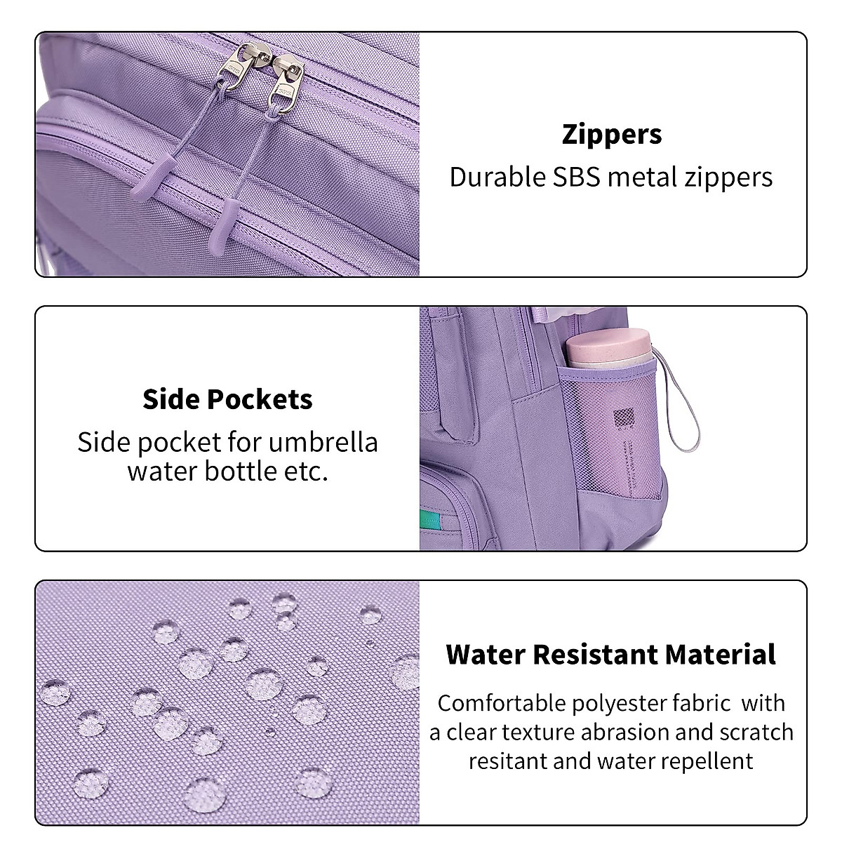 Harlang multi-function Backpack for teens, Laptop Backpack Fit 15.6 Inch, Classic Bookbag with Multi Pockets, Durable for School & Travel & Business - Purple