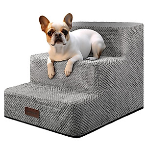 Dog Steps for Small Dog, 3-Step Dog Stairs for High Beds and Couch, Non-Slip Pet Stairs for Small Dogs and Cats,Dog Bed Stairs, Grey, 3/4/5 Steps