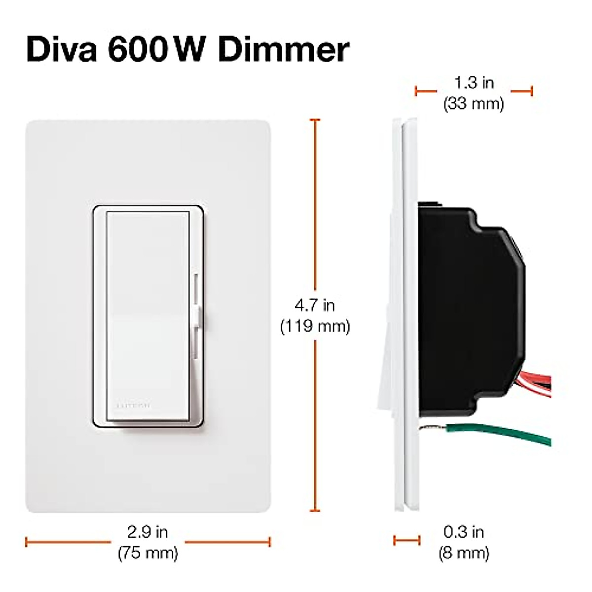 Lutron DV-603P-WH 600-watt 3-Way Dimmer, White