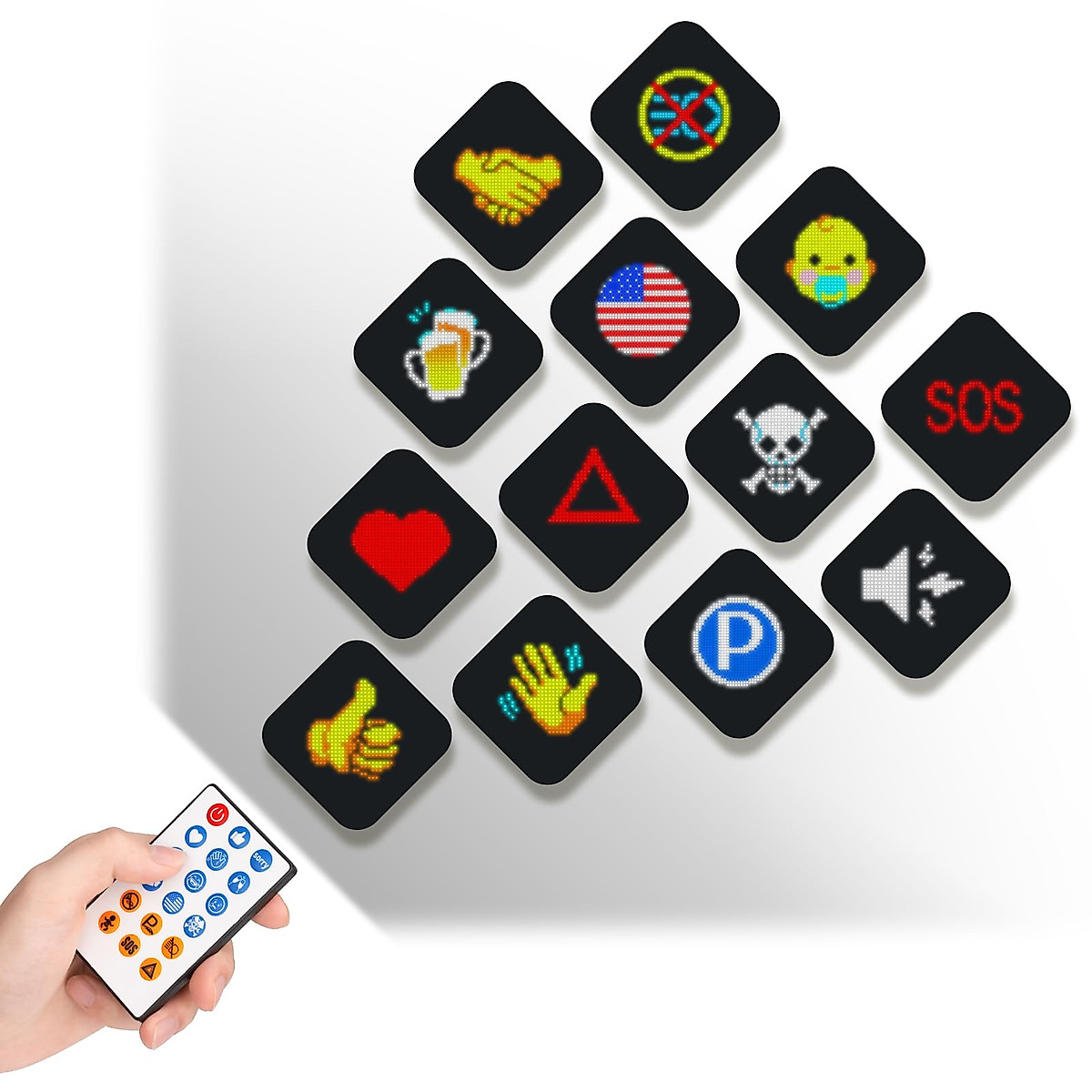 DIY Led Sign for Car, Cool Car Accessories for Men, Programmable LED Sign with Remote on Back Window, Turn Off High Beam & Wave to Drivers & Praise