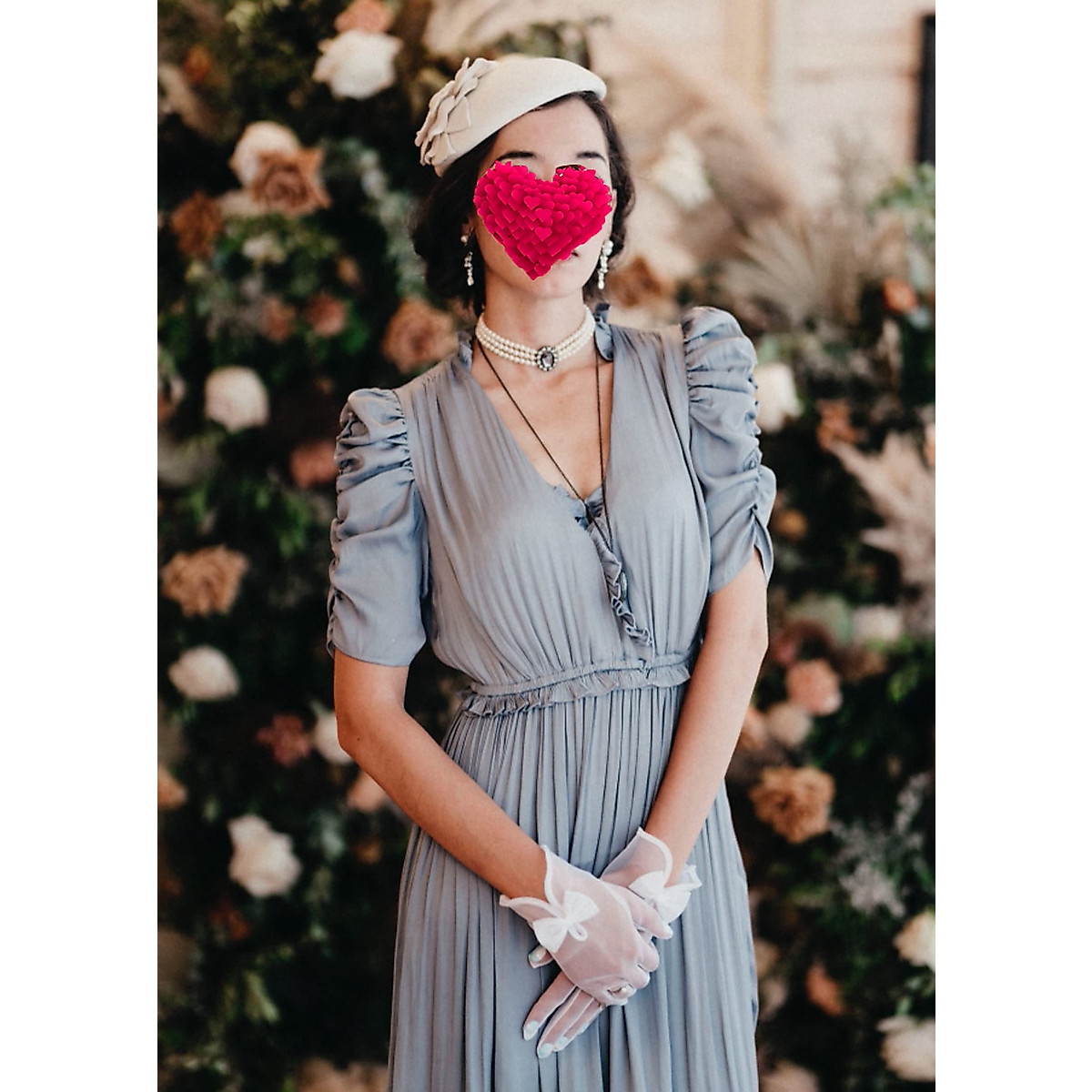 Vivivalue Women Lace Gloves Short Tulle Gloves White Tea Party Gloves Wrist Bridal Gloves Bride Wedding Prom