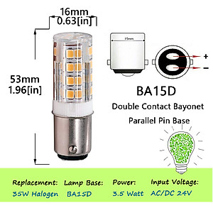 LED BA15D Corn Bulb, Ba15d Double Contact Bayonet Base, 5w 50W Equivalent 120 Volts, Dimmable 500lumens（2 Pack)