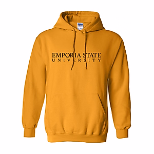 CreateMyTee | Emporia State University Hooded Sweatshirt (Gold, X-Large)