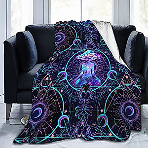 Gaseekry Blanket Psychedelic Magic Mushrooms Fleece Flannel Throw Blankets for Couch Bed Sofa Car,Cozy Soft Blanket Throw Queen King Full Size for Kids Women Adults 80"X60"