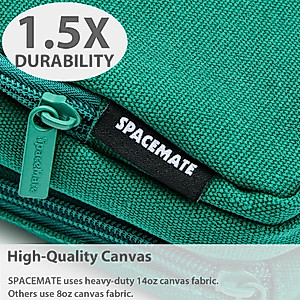 SPACEMATE Cute Pencil Case Pouch Bag School Supplies for Girls and Boys, Heavy Duty Canvas Aesthetic Pen Case, Large Big Capacity Zipper Stationery Bag, Green, 1400ml