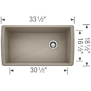 BLANCO, Trufle 441765 DIAMOND SILGRANIT Super Single Undermount Kitchen Sink, 33.5" X 18.5"