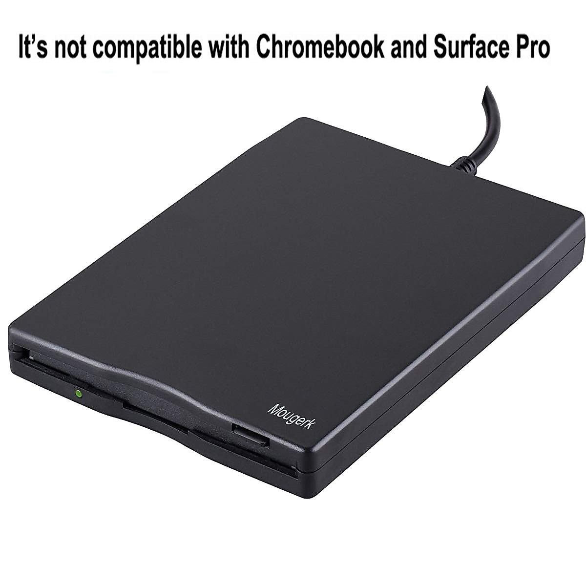 Mougerk USB Floppy Drive, 3.5" USB External Floppy Diskette Drive 1.44 MB FDD Portable USB Drive Plug and Play for Laptops Desktops and Notebooks (Black)