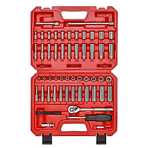Mayouko 62 Pieces 1/4 Inch Drive Socket Set, SAE/Metric, 1/4" Dr. Socket Set with Ratchet and Adapters, 5/32-Inch - 9/16-Inch, 4mm - 14 mm
