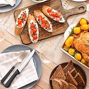 Zhehao 200 Pcs Steak Knives 8.39 Inches Stainless Steel Steak Knives Serrated Blade Steak Knife Set with Round Tip Classic Serrated Knife with Plastic Handle for Restaurant Kitchen, 4.72 Inch Blade