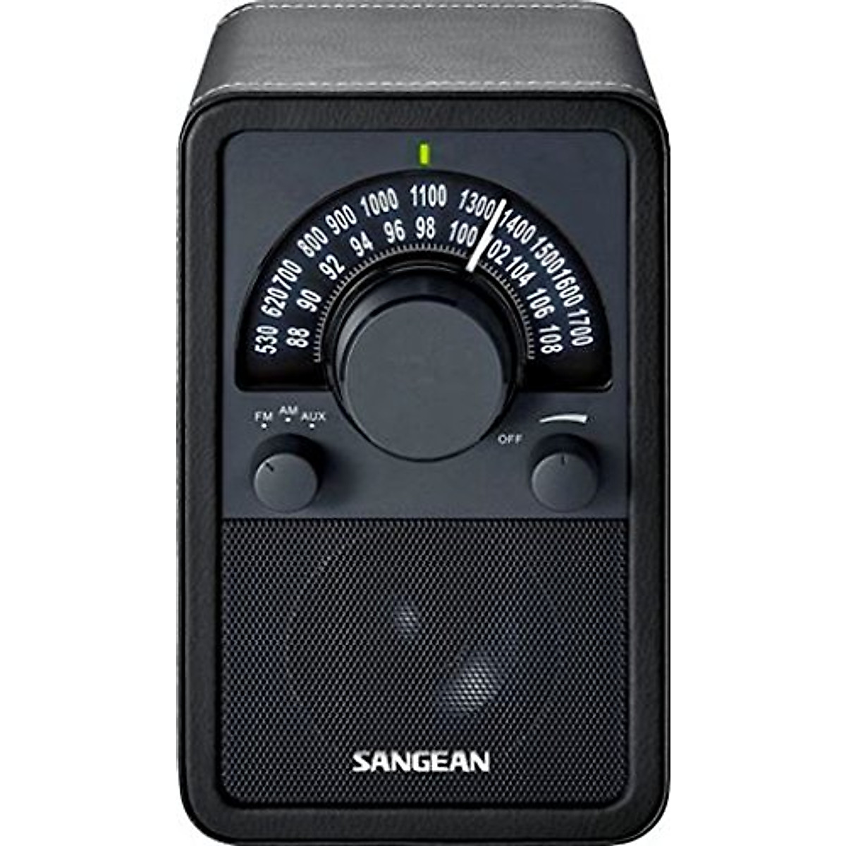 Sangean WR-15BK AM/FM Table Top Wooden Radio, Black Leatherette (Renewed)