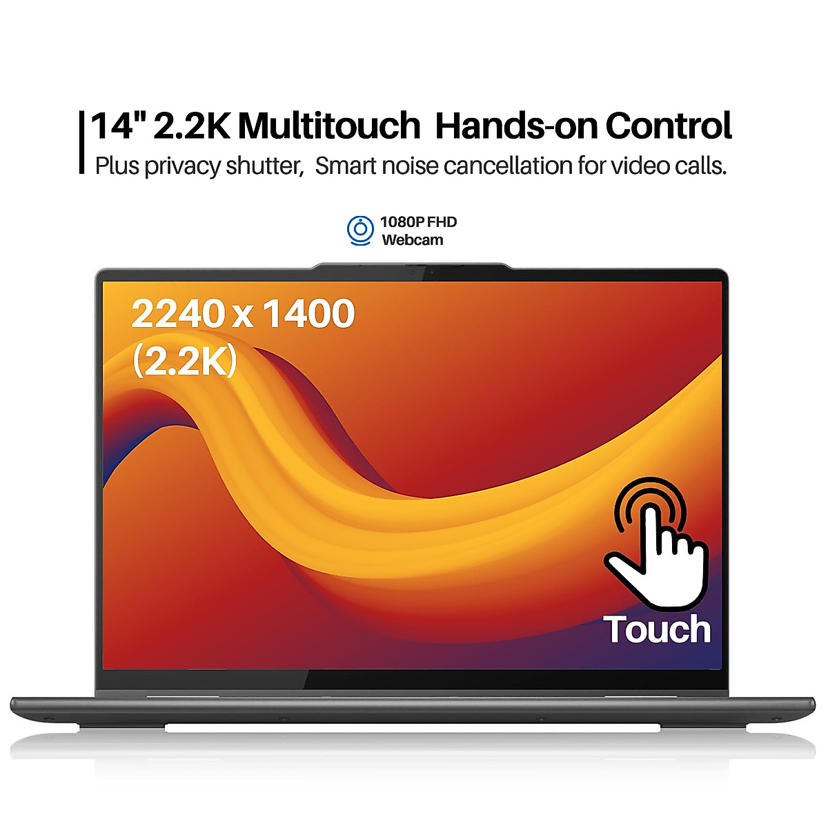 Lenovo 2023 Yoga 7i 2-in-1 Laptop 14" 2.2K Touchscreen, 13th Intel Core i7-1355U, 16GB LPDDR5, 512GB SSD, WiFi 6E, Thunderbolt 4, Backlit KB, Fingerprint, Win 11, 12H Use, Bundle with JAWFOAL