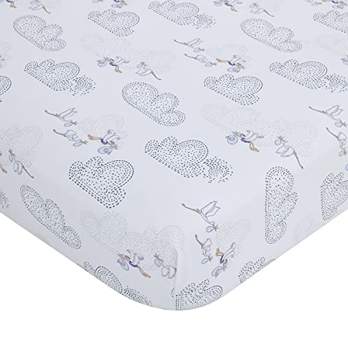 Disney Dumbo Mommy's Little Peanut Ivory, Gray, Blue Kangaroo, Bear, Zebra, Stork with Palm Trees 6Piece Nursery Crib Bedding Set, Ivory, Blue, Grey, Tan