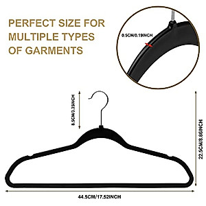 Quality Hangers 50 Pack Slim Plastic Hangers for Clothes - Heavy Duty Non-Velvet Hangers with 360° Swivel Chrome Hook & Non Slip Notches - Ideal for Dresses Coats Shirts Jackets & More - Black