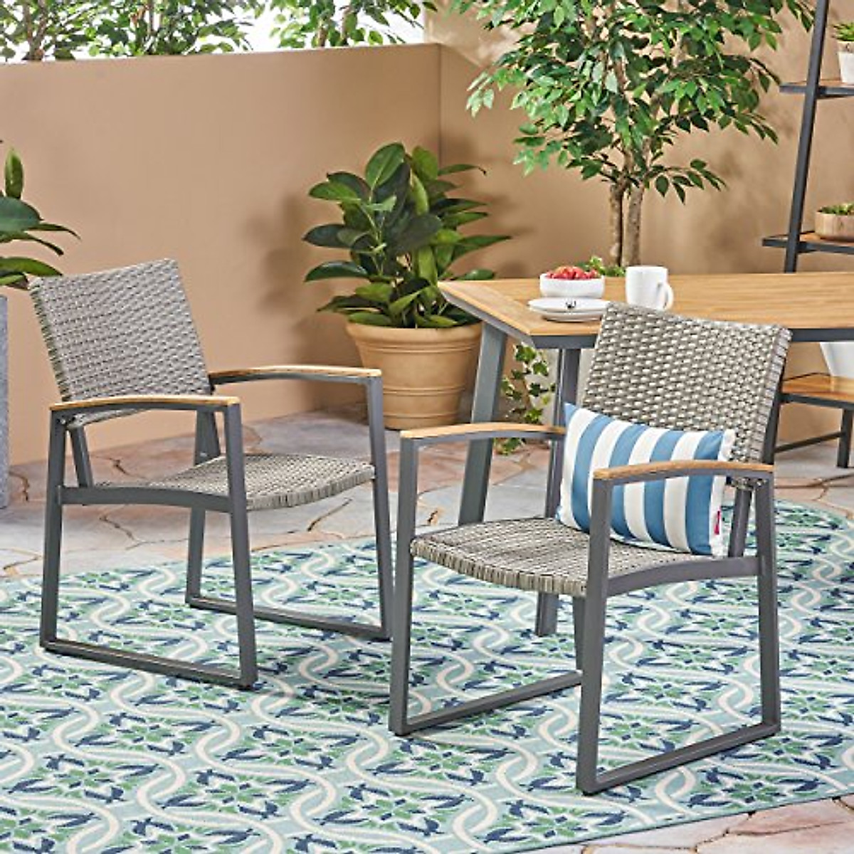 Christopher Knight Home Aubrey Outdoor Dining Chairs (Set of 2), Gray
