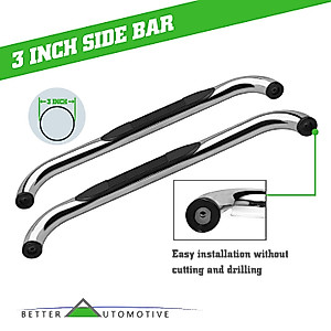 BETTER AUTOMOTIVE Side Steps Running Boards for 1999-2016 Ford F250 / F350 / F450 / F550 Super Duty Regular Cab Truck Pickup 3” Stainless Steel Side Bars Nerf Bars
