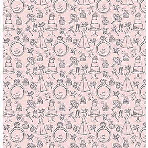 Stesha Party Pink Bridal Shower Gift Wrapping Paper - Folded Flat 30 x 20 Inch - 3 Sheets