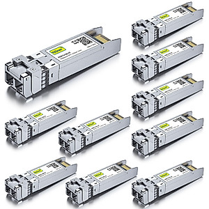 10Gtek 10GBase-LR SFP+ Transceiver, 10G 1310nm SMF SingleMode Fiber Optic Module, 10km, for Cisco SFP-10G-LR, Meraki MA-SFP-10GB-LR, Ubiquiti UniFi UF-SM-10G, Fortinet, Mikrotik and More, Pack of 10