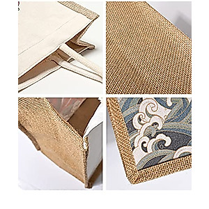 Leaves Burlap Tote Bag With Sturdy Handle, Shopping bag，Reuseable Bags for Wedding Favors, Daily use，13×4.7×9.4 in