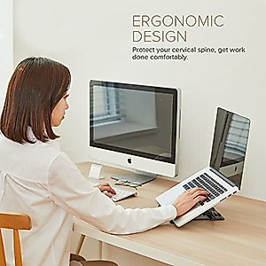 POUT Eyes 3 Angle - Adjustable Angled Ergonomic Laptop Stand Riser - Notebook Computer Holder Compatible w/ MacBook Air Pro Dell HP & More 11"-17" Laptops - Foldable & Portable w/ 5 Angles (Silver)