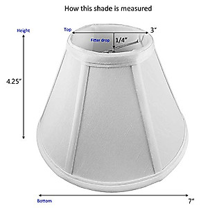 American Pride Soft Shantung Round Tailored Lampshade, 3 x 7 x 4.25-Inch, White