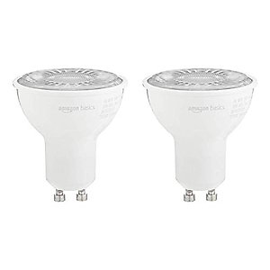 Amazon Basics 7 W Equivalent 50W , 3000K Warm White, Dimmable, 10,000 Hour Lifetime, MR16 (GU10 Base) LED Light Bulb , 2-Pack