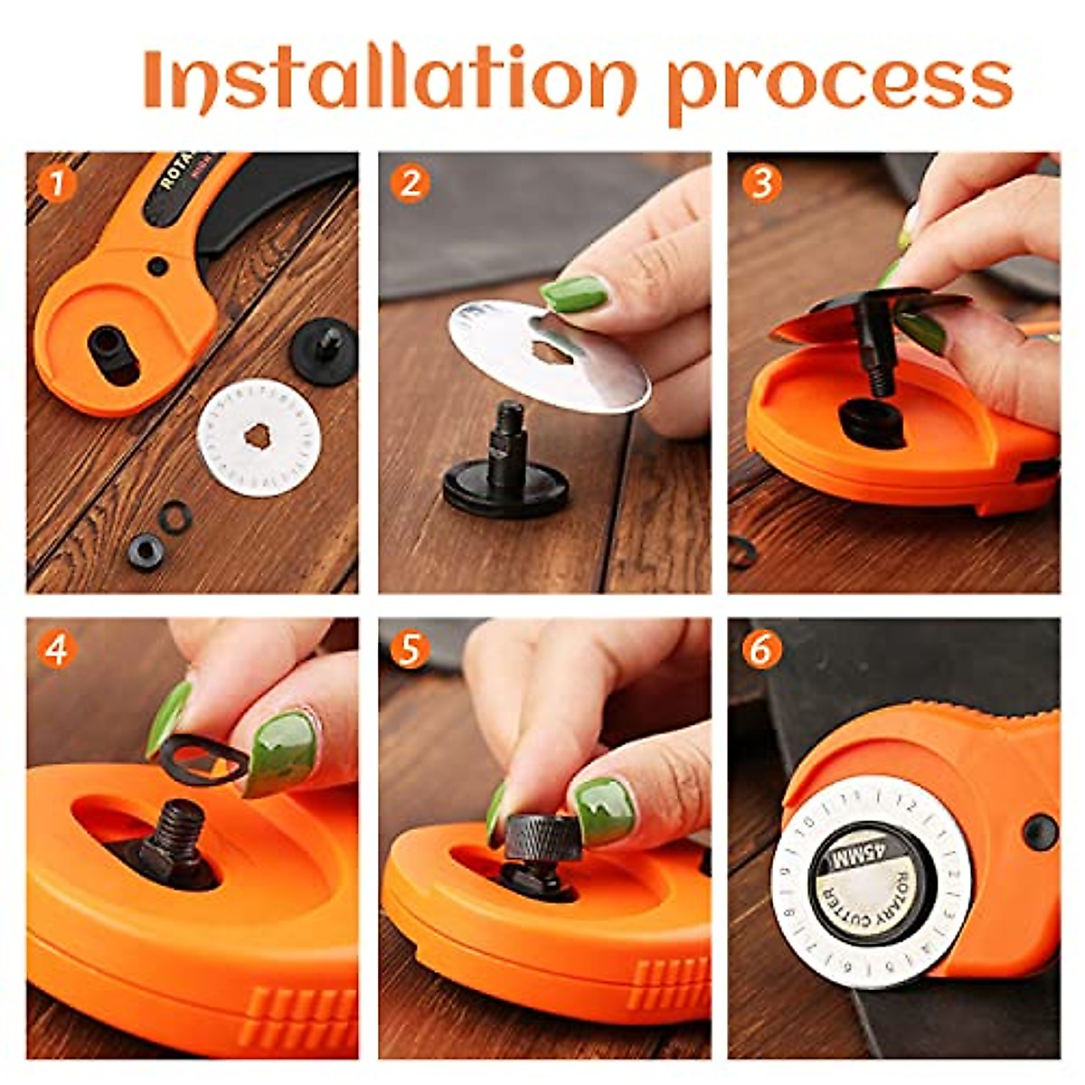 Fabric Cutter, 45mm Ergonomic Rotary Cutter - Leather Cutting Tool ，Rotary Fabric Cutter， Sewing Rotary Cutter, Fabric Cutter Wheel& Squeeze Trigger for Quilting, Sewing, Crafts