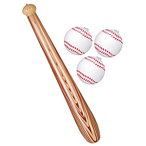 Kacctyen 4 Pieces Inflatable Baseball Set, includes Baseball Bat and 3 Baseball Plastic Bat Inflatable Baseball Bat for Kids and Adults Outdoor Yard Backyard Garden Playing (Baseball)