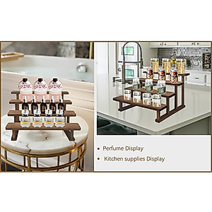 WEWLINE 4 Tier Wooden Display Riser Stand,Cupcake Display Shelf Tabletop Spice Rack for Party,Kitchen,Perfume,Fragrance,Vendors event