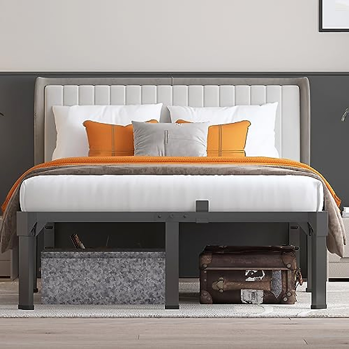 Superay 14 Inch Metal Twin Bed Frame with Mattress Slide Stopper - Single Black Basic Anti Squeak Steel Slats Platform, Easy Assembly Heavy Duty Noise Free Bedframes, No Box Spring Needed