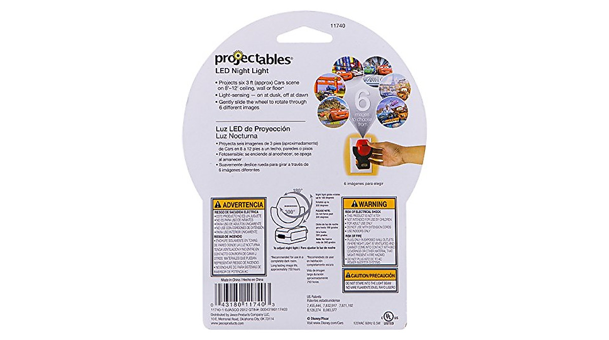 Projectables Pixar Cars Night Light: LED Projector for Kids