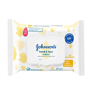 Johnson's Hand & Face Baby Sanitizing Cleansing Wipes for Travel and On-the-Go, No More Tears Formula, Paraben and Alcohol Free, 25 ct (Pack of 4)