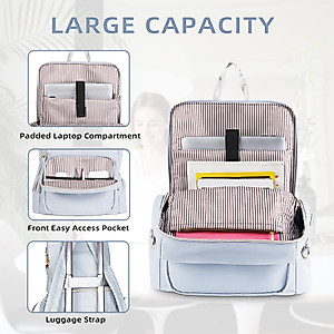 Backpack Purse For Women, 15.6 Inch Travel Laptop Backpack For Women With USB Charging Port, Waterproof Anti Theft College Backpack School Bookbag With Tassel For Ladies/Girls/Teacher/Nurse, Blue