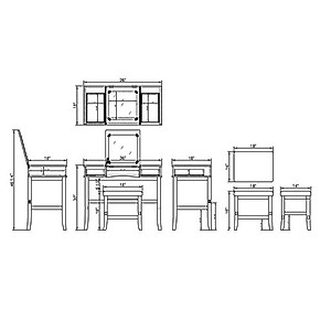 Linon Set, Cream Jackson Vanity, 30" x 36" x 18",