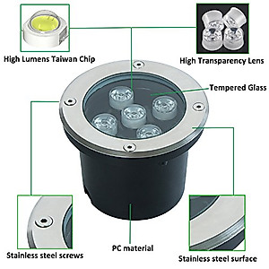 RSN LED 5W Landscape Lights 12V Low Voltage LED Well Lights IP67 Waterproof Ground Lights with Stainless Steel Cover, Landscape Lighting for Step, Driveway, Deck, Garden Lights Outdoor (Warm White)