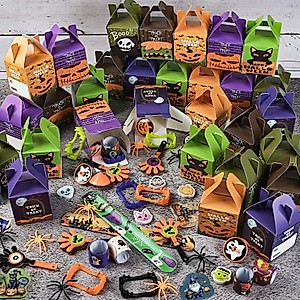 ATFUNSHOP 30PACKS Halloween Treat Boxes and Party Favors 240PCS Trick or Treat Candy Boxes for Classroom Students Exchange Halloween Carnival Prizes