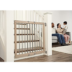 Regalo Heritage and Home Wooden Extra Wide Stairway and Hallway Walk Through Baby Safety Gate with Mounting Kit